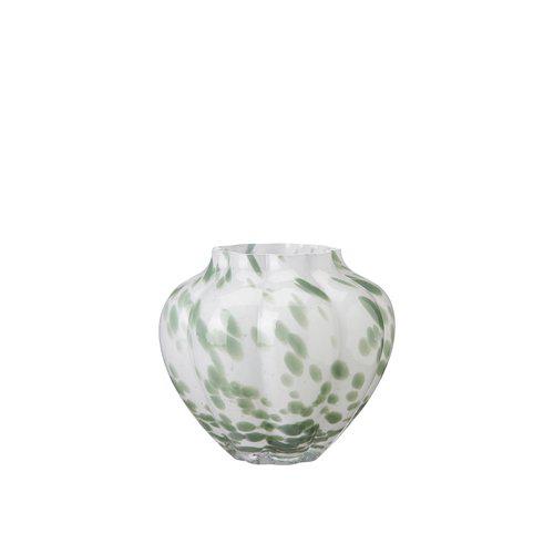 Wikholm Mella Round Vase in Green/White